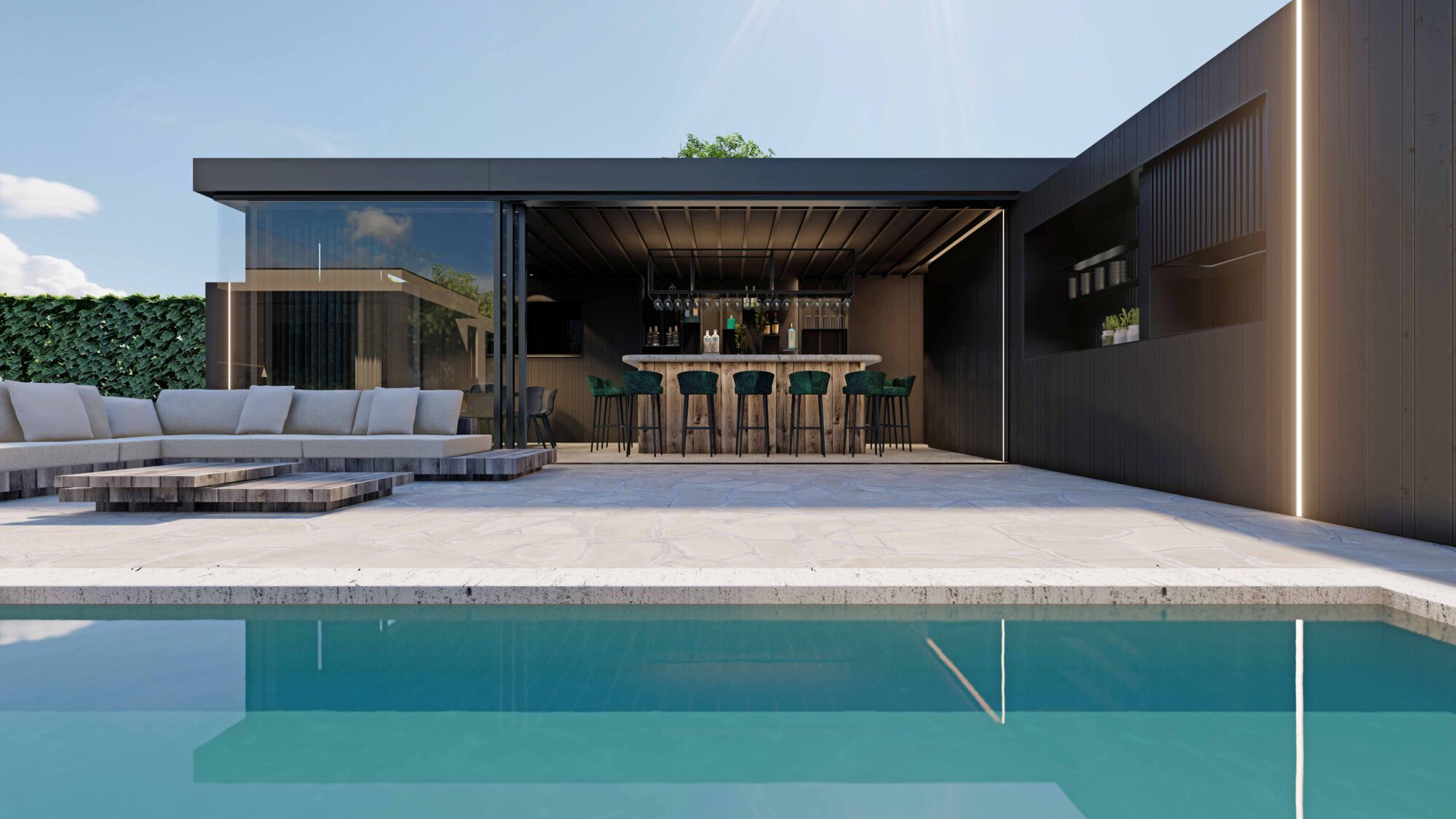 Fugazzi | fugazzi zwembad poolhouse barbeque buitenkeuken design…